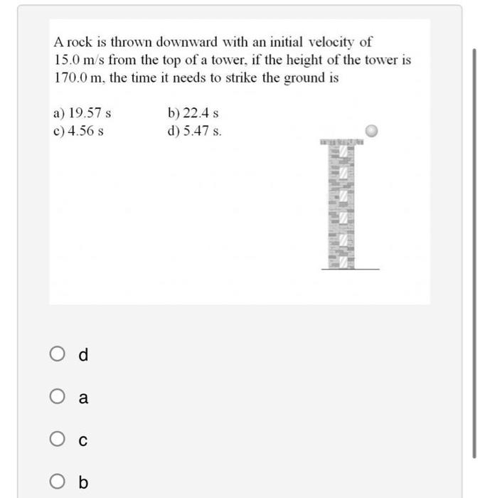 Solved A rock is thrown downward with an initial velocity of | Chegg.com