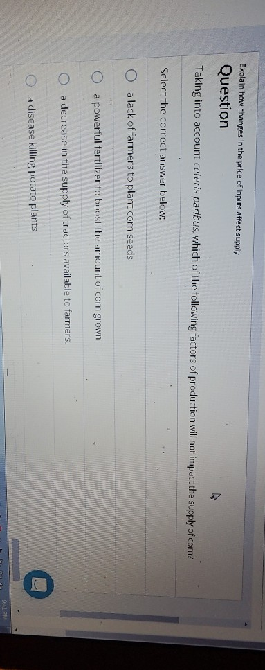 Solved Explain how changes in the price of Inputs affect | Chegg.com