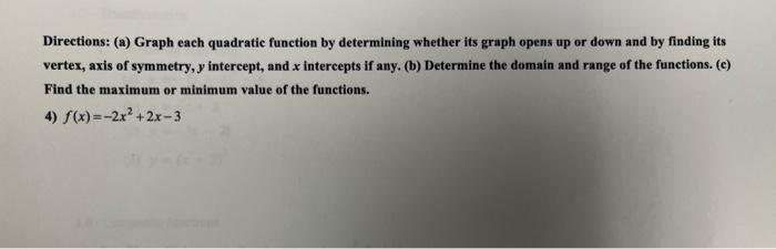 Solved Directions: (a) Graph each quadratic function by | Chegg.com