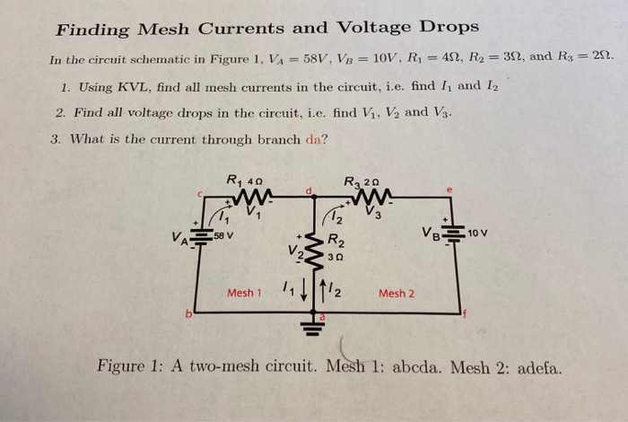 Solved Finding Mesh Currents and Voltage Drops In the | Chegg.com