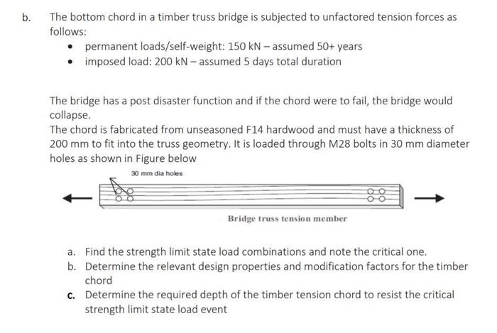 The bottom chord in a timber truss bridge is | Chegg.com
