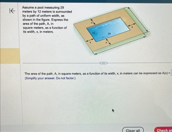 Solved Assume a pool measuring 29 meters by 12 meters is | Chegg.com