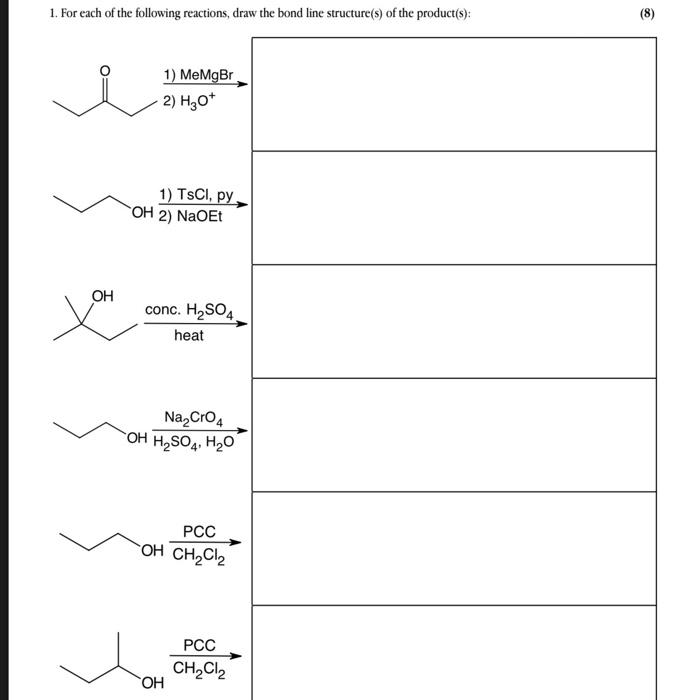 Solved 1. For each of the following reactions, draw the bond | Chegg.com