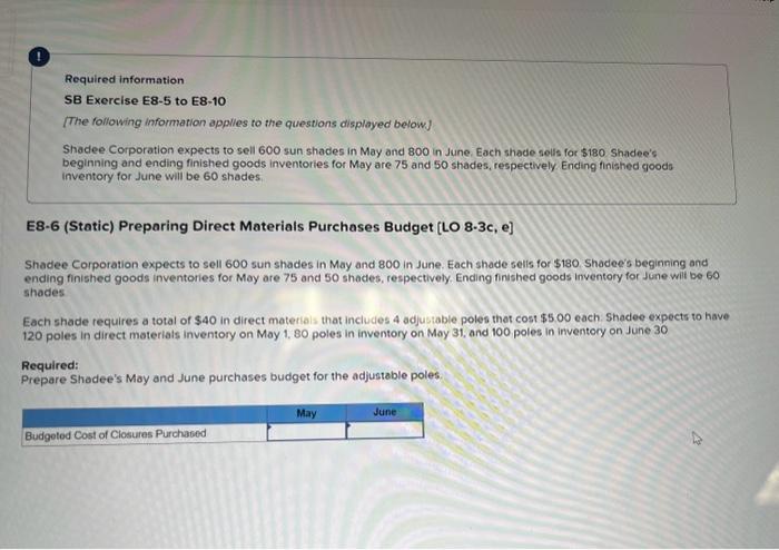 Solved Required information SB Exercise E8-5 to E8-10 [The | Chegg.com