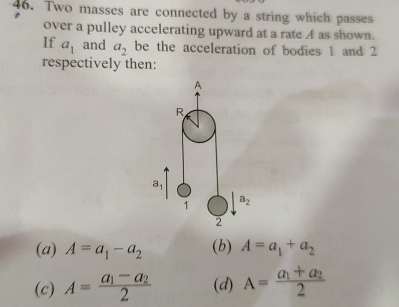 Solved Two masses are connected by a string which passes | Chegg.com