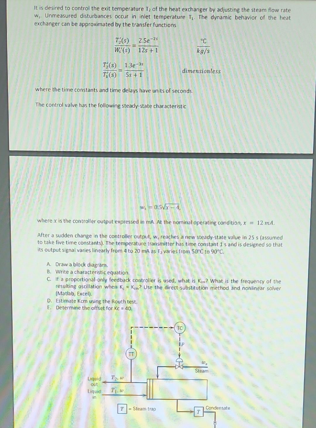 Solved It is desired to control the exit temperature T2 of | Chegg.com