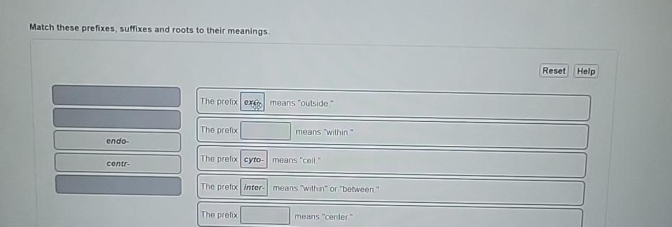 Solved Match these prefixes, suffixes and roots to their | Chegg.com