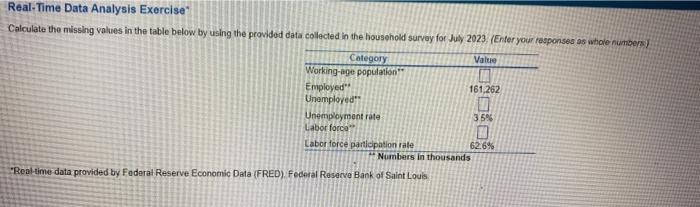 Solved Real-Time Data Analysis Exercise* Calculate the | Chegg.com