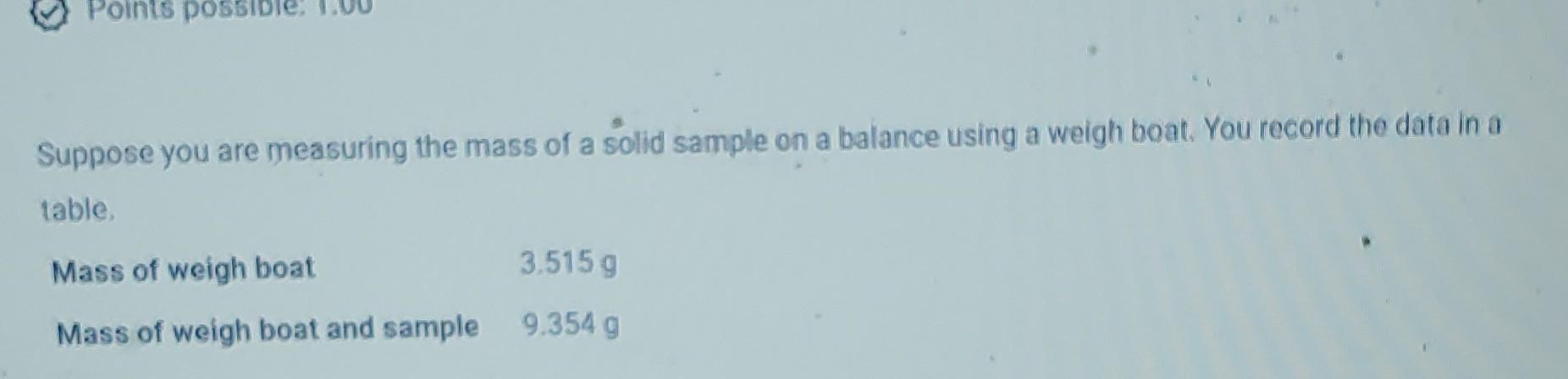 Solved Suppose you are measuring the mass of a solid sample | Chegg.com