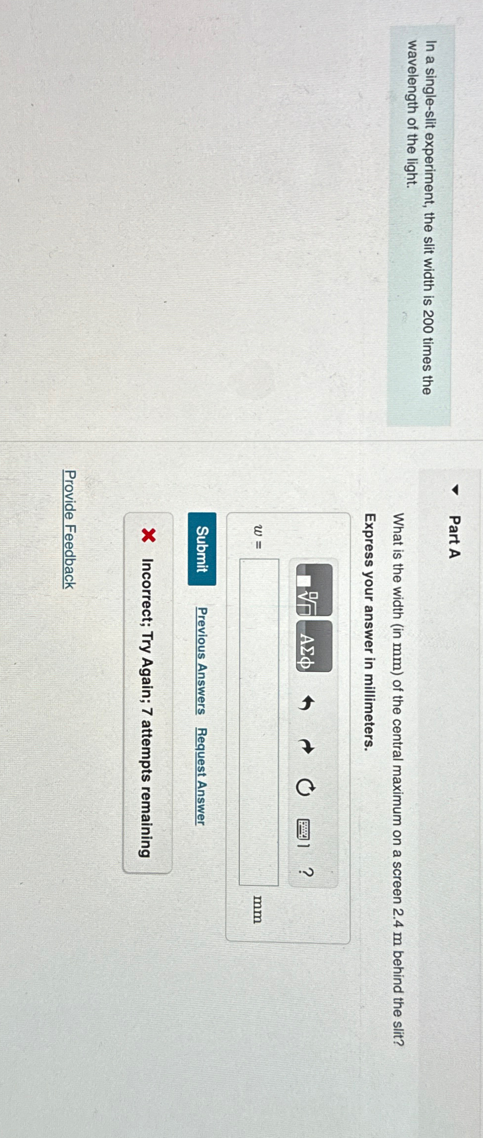 Solved In a single-slit experiment, the slit width is 200 | Chegg.com