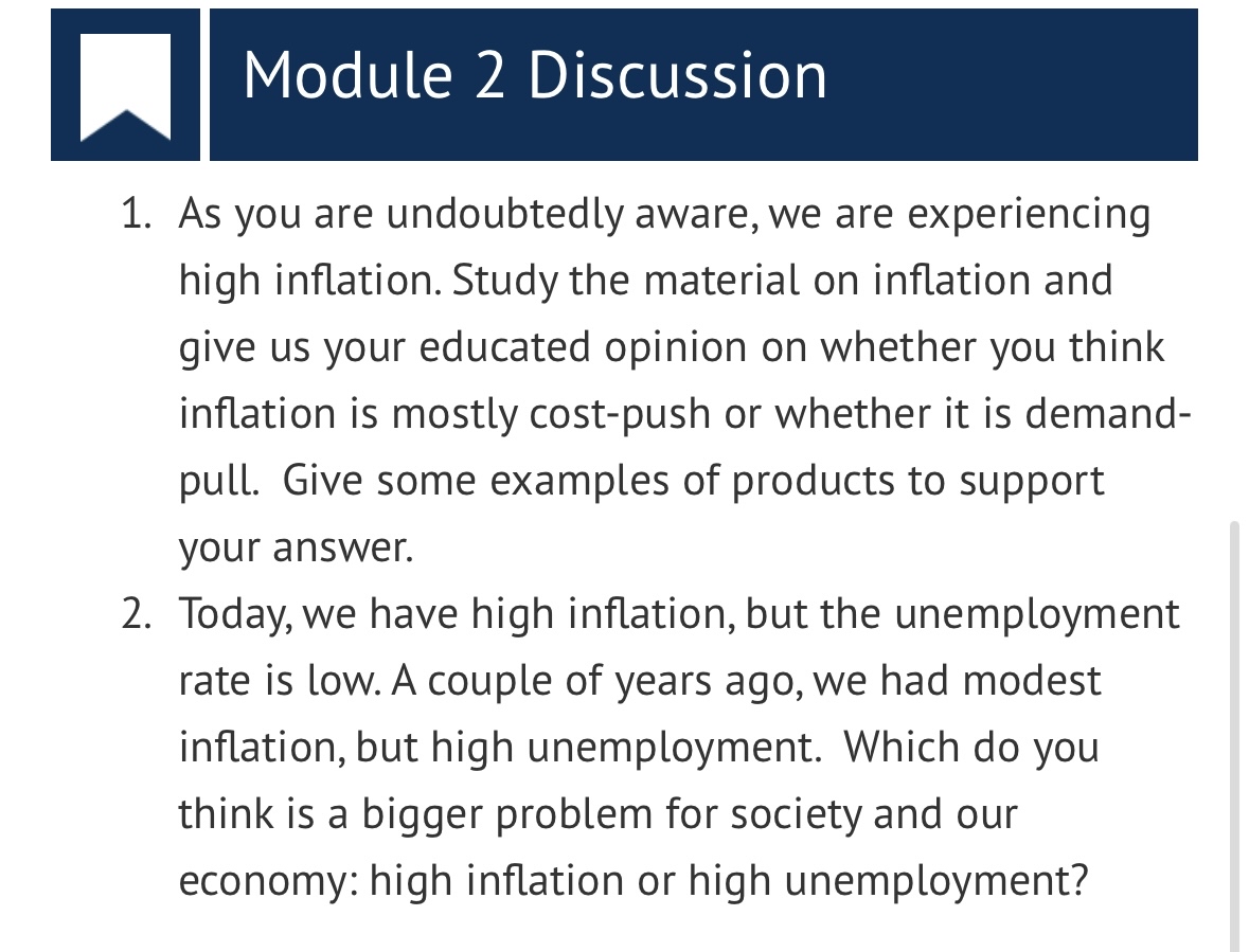 Solved Module 2 ﻿DiscussionAs you are undoubtedly aware, we | Chegg.com