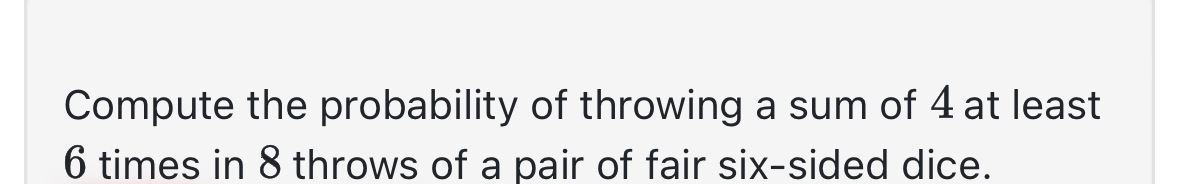 Solved Compute the probability of throwing a sum of 4 ﻿at | Chegg.com