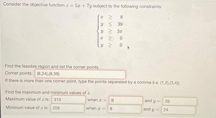 Solved Consider The Objective Function Z 5x 7y Subject To
