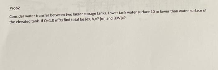 Solved Prob2 Consider water transfer between two larger | Chegg.com