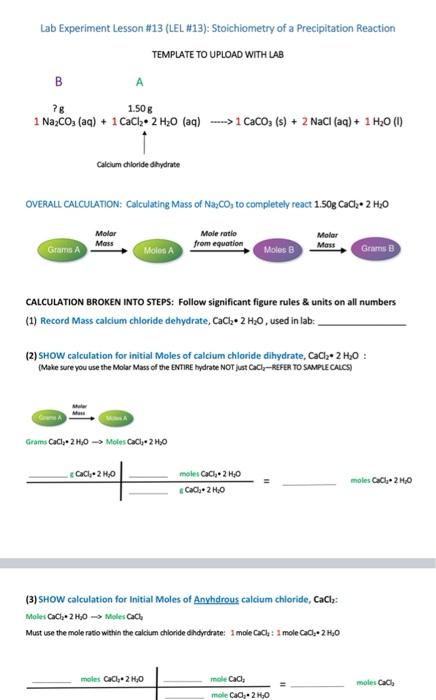 Solved Lab Experiment Lesson #13 (LEL#13): Stoichiometry of | Chegg.com