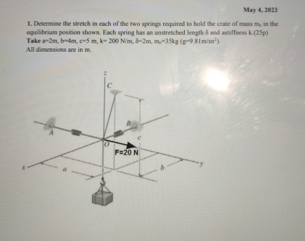 Solved May 4, 2023Determine the stretch in each of the two | Chegg.com