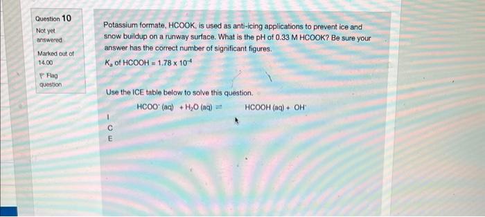 Solved Potassium formate, HCOOK, is used as anti-icing | Chegg.com