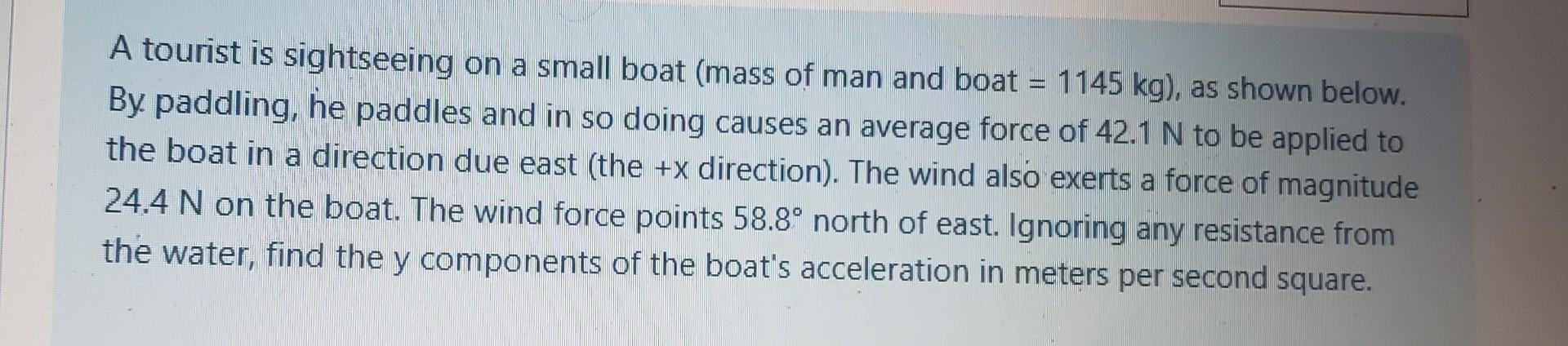 Solved A tourist is sightseeing on a small boat (mass of man | Chegg.com