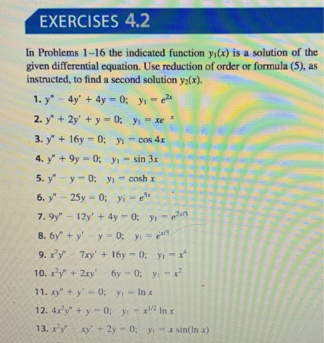 Solved EXERCISES 4.2 In Problems 1-16 the indicated function | Chegg.com