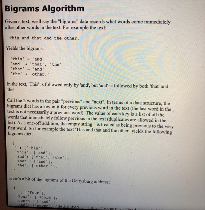 Bigrams Algorithm Given A Text Well Say The 5214