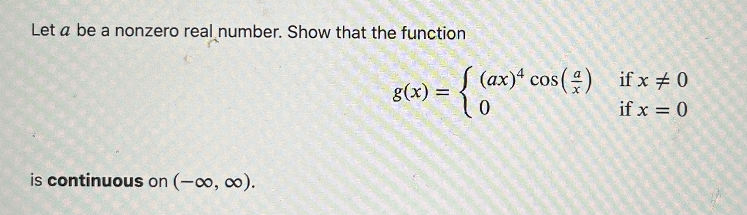 Solved let a be ﻿a nonzero real number. show that the | Chegg.com