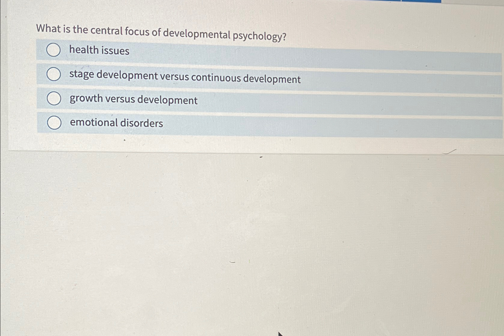 Solved What is the central focus of developmental | Chegg.com