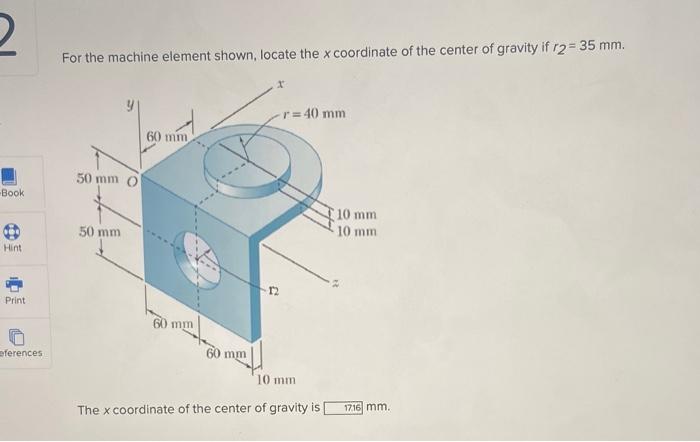 Solved For the machine element shown, locate the x | Chegg.com