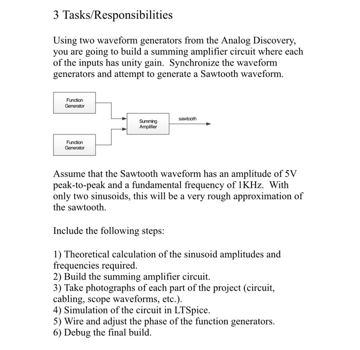 Solved 3 Tasks/Responsibilities Using two waveform | Chegg.com