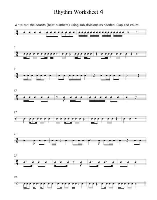 Rhythm Worksheet 4 Write out the counts (beat | Chegg.com