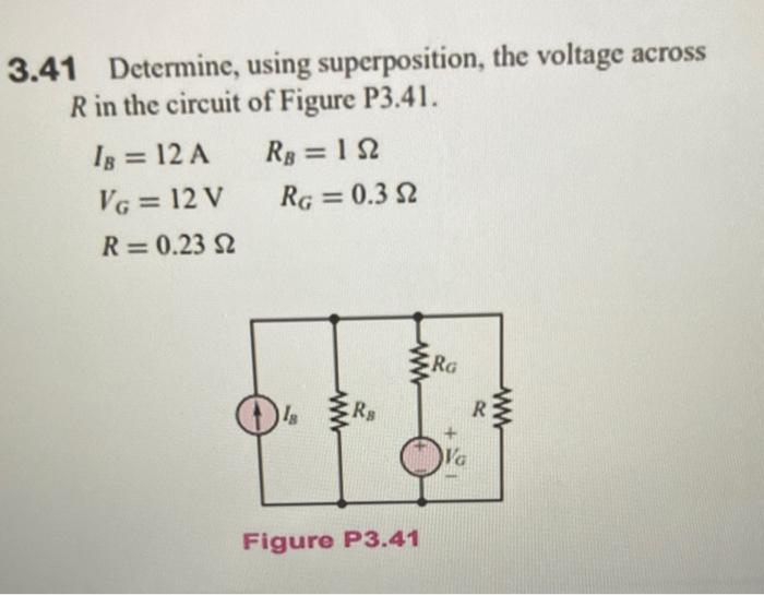 Solved 3.41 Determine, using superposition, the voltage | Chegg.com