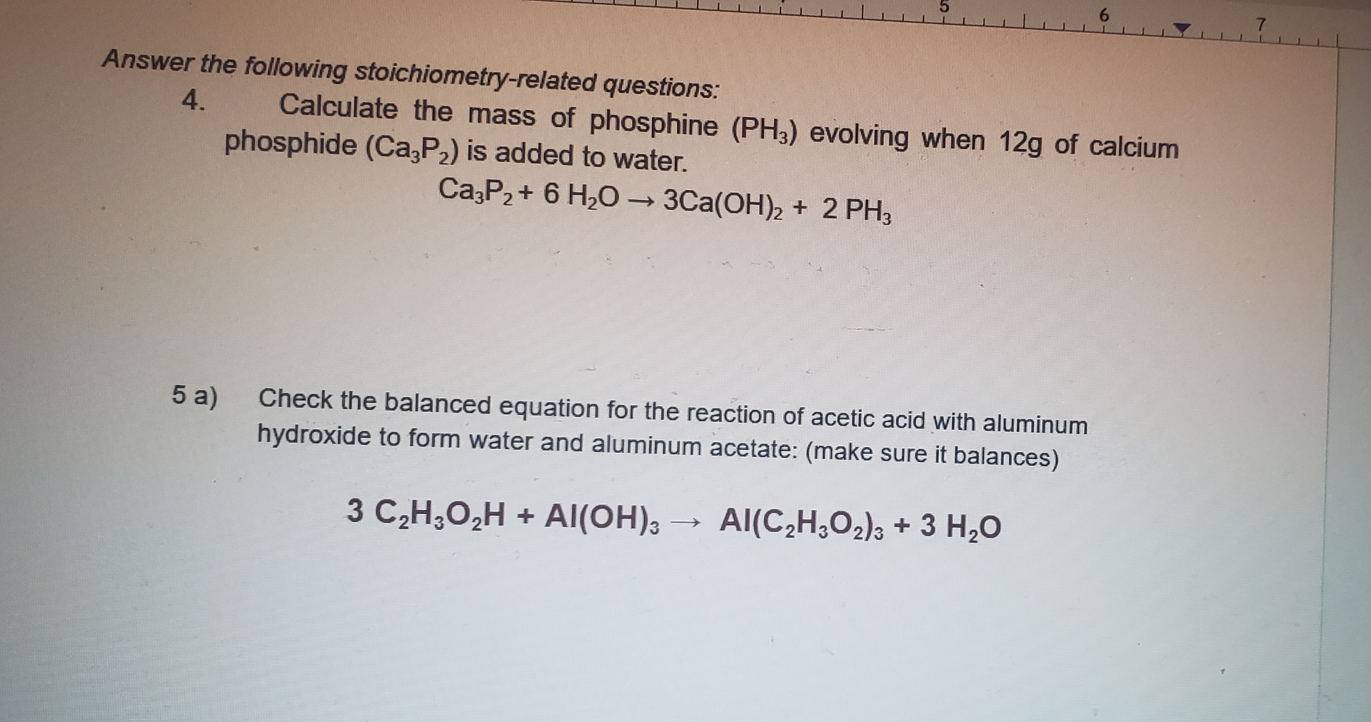 Solved Answer the following stoichiometry-related | Chegg.com