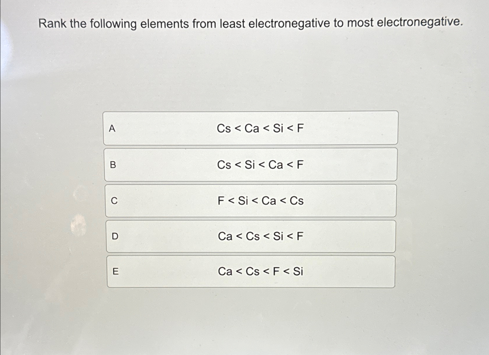 Solved Rank the following elements from least | Chegg.com