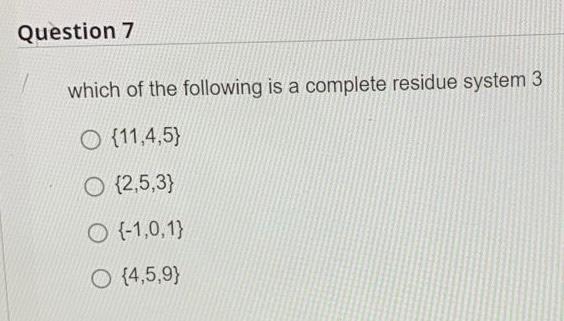 Solved which of the following is a complete residue system 3 | Chegg.com