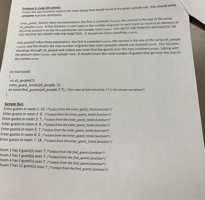 Solved Problem 5: Code (35 points) Create the two functions | Chegg.com