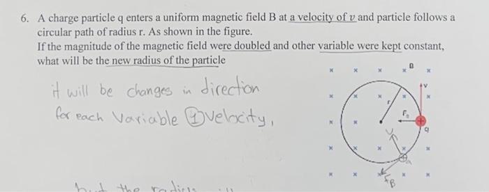 Solved 6. A charge particle q enters a uniform magnetic | Chegg.com
