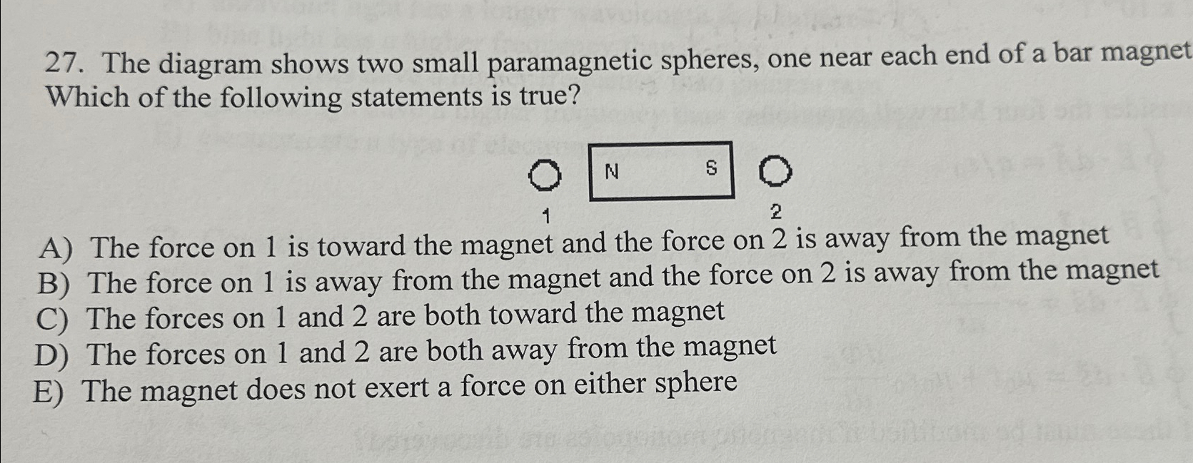 Solved The diagram shows two small paramagnetic spheres, one | Chegg.com