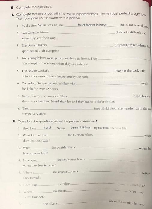 Solved 5 Complete the exercises. A Complete the sentences | Chegg.com