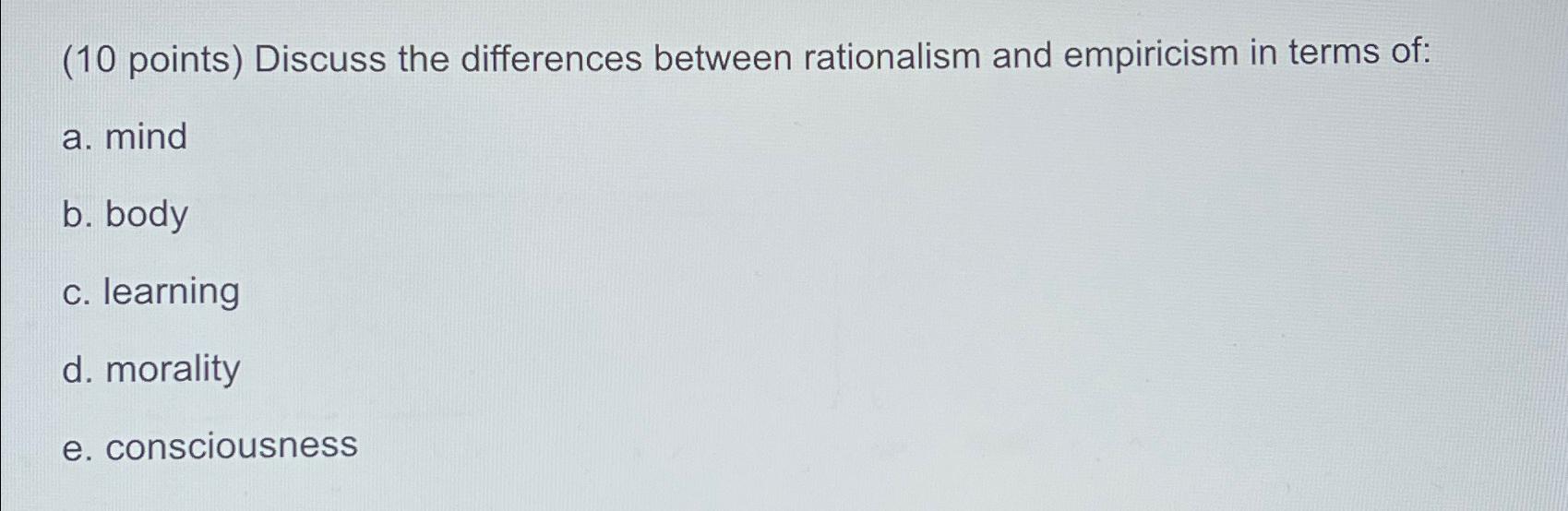 Solved (10 ﻿points) ﻿Discuss the differences between | Chegg.com