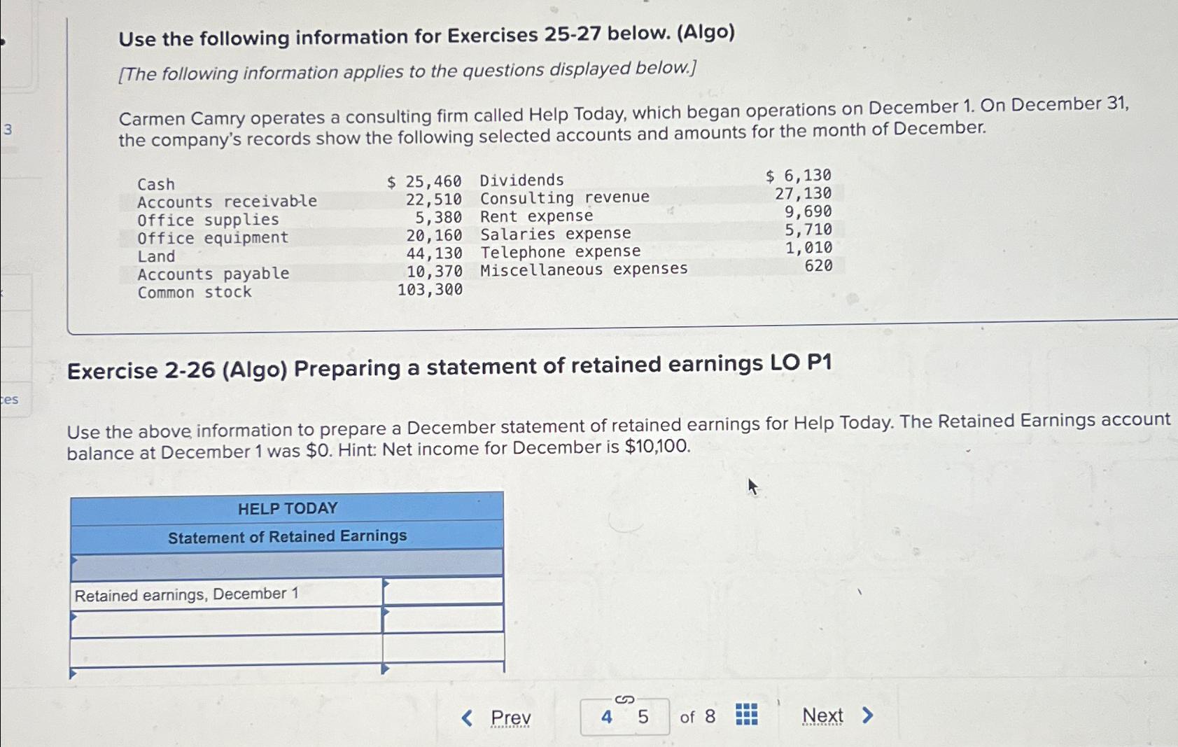 Solved Use the following information for Exercises 25-27 | Chegg.com
