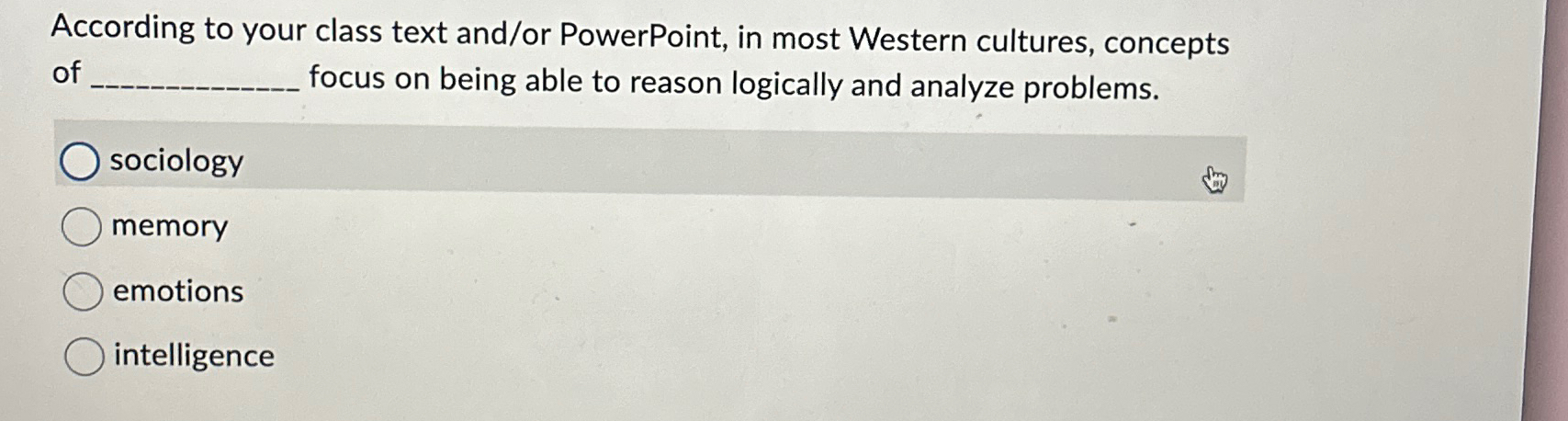 Solved According to your class text and/or PowerPoint, in | Chegg.com