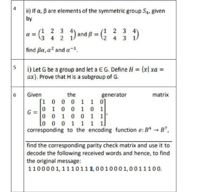 Solved ii) If α,β are elements of the symmetric group S4, | Chegg.com