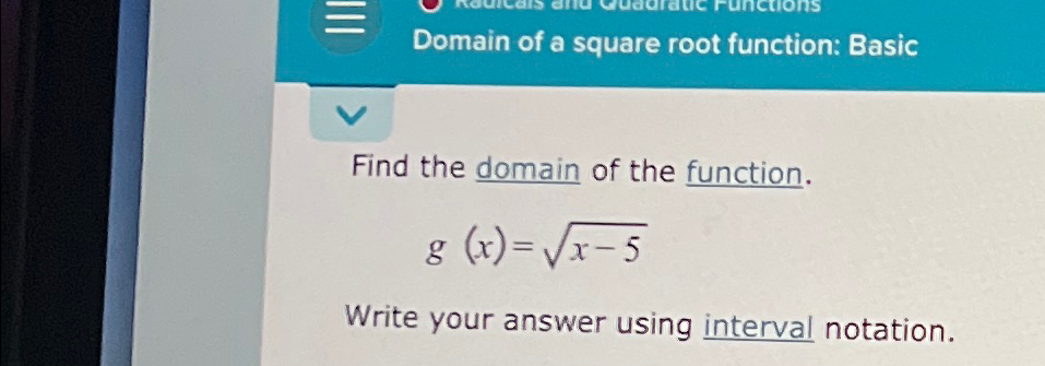 Solved Domain of a square root function: BasicFind the | Chegg.com