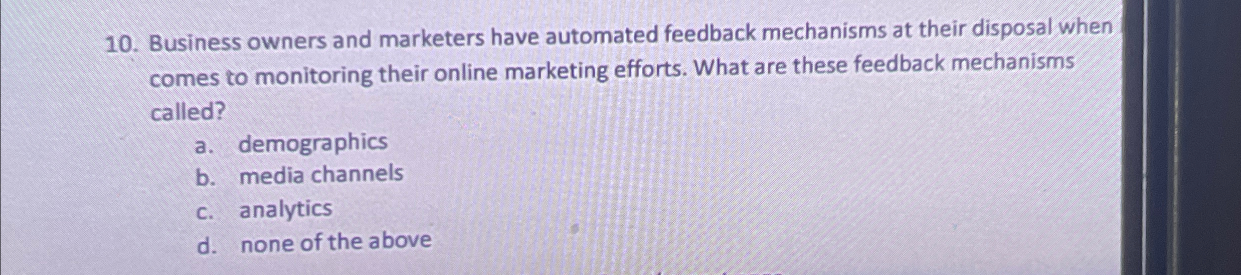 Solved Business owners and marketers have automated feedback | Chegg.com
