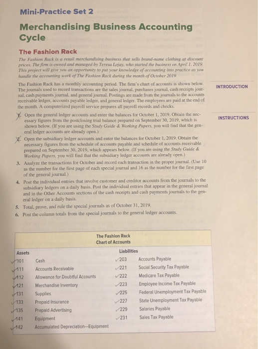 Mini-Practice Set 2 Merchandising Business Accounting | Chegg.com