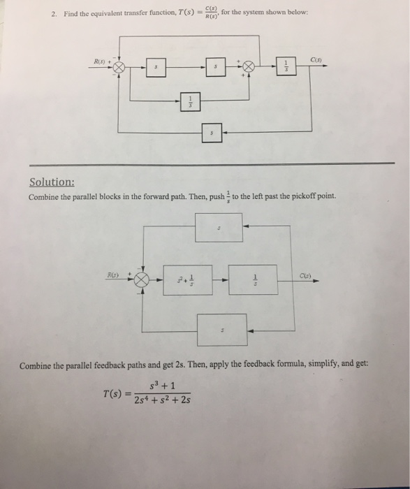 Solved 2. Find the equivalent transfer function, 7(s) = R . | Chegg.com