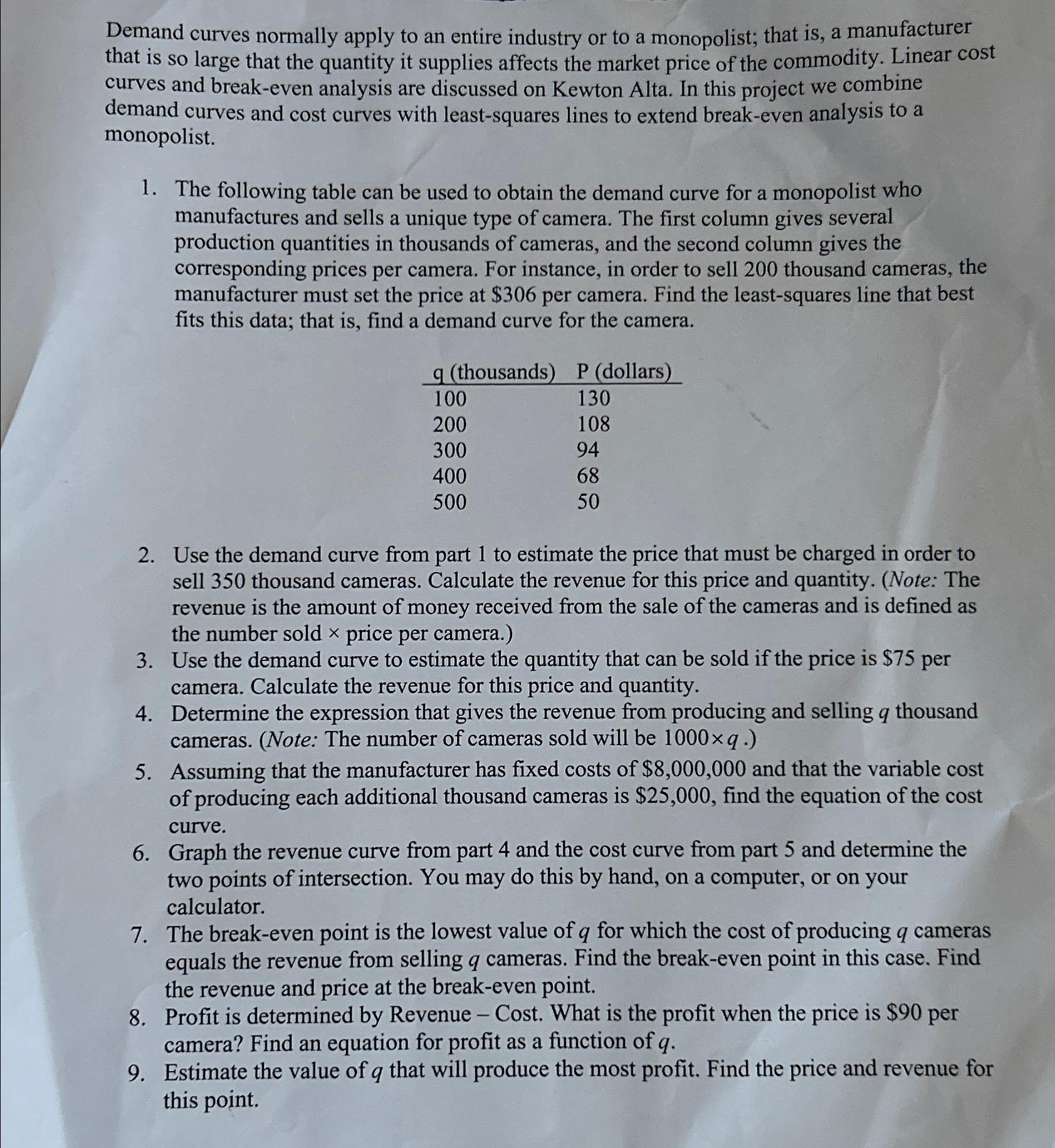 Solved Demand curves normally apply to an entire industry or | Chegg.com