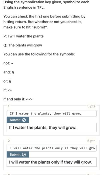 Using The Symbolization Key Given Symbolize Each