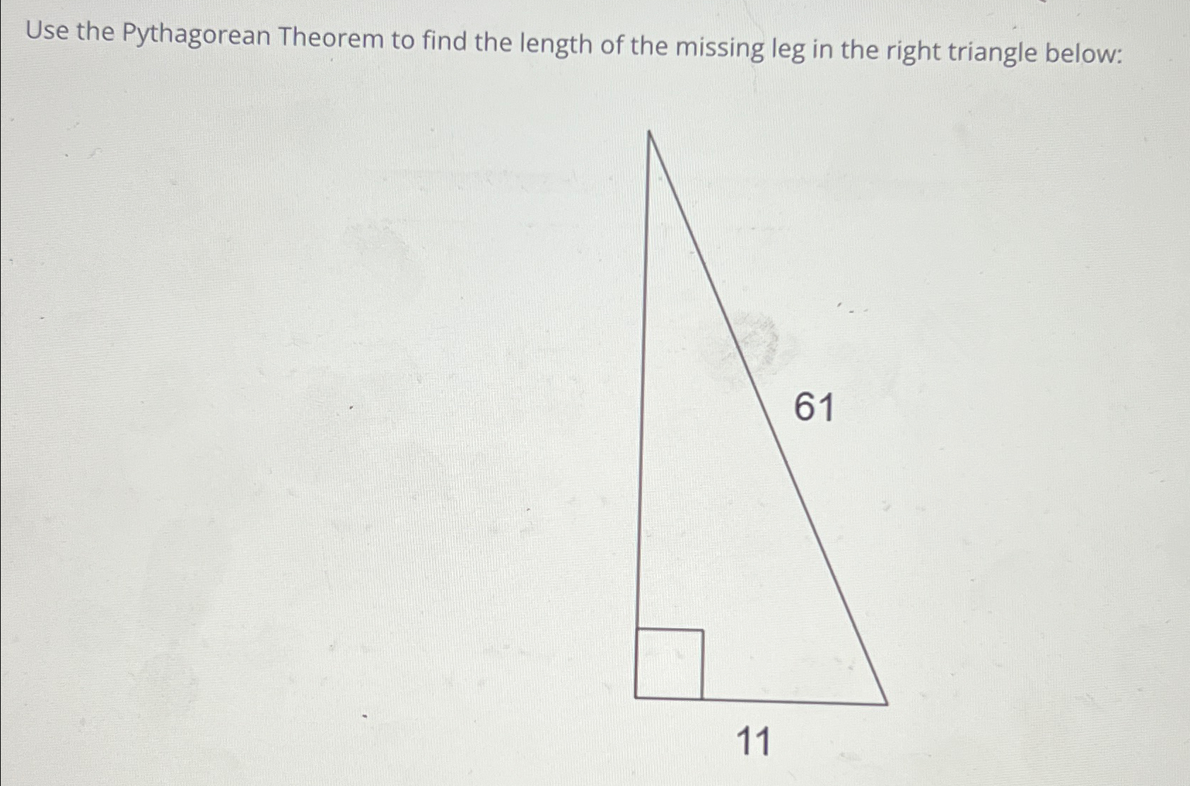 Solved Use the Pythagorean Theorem to find the length of the | Chegg.com