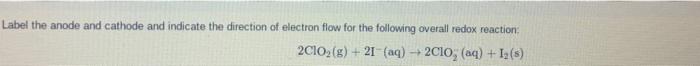 Solved Part A Label the anode and cathode and indicate the | Chegg.com