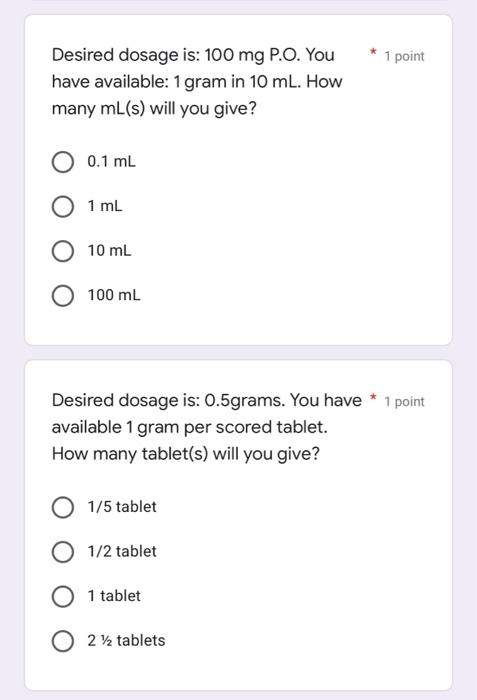 Solved Desired dosage is: 100 mg P.O. You have available: 1 | Chegg.com